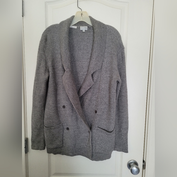 TSE | Sweaters | Tse Grey Silk Wool Sweatercardigan | Poshmark